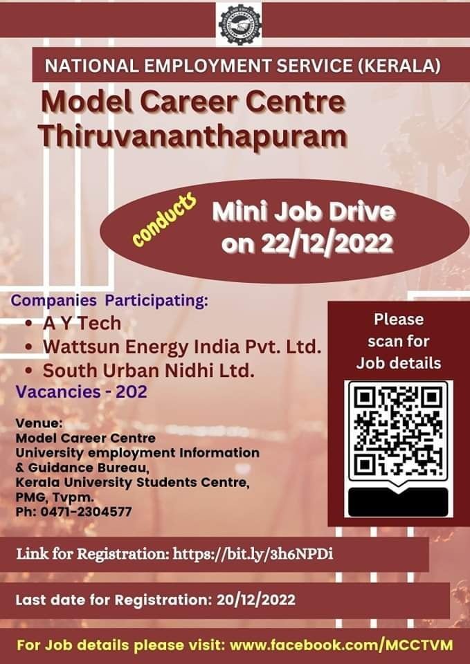 Model Career Centre വഴി തൊഴിലവസരം | Mini Job Drive 2022 - 202 ഒഴിവുക ...